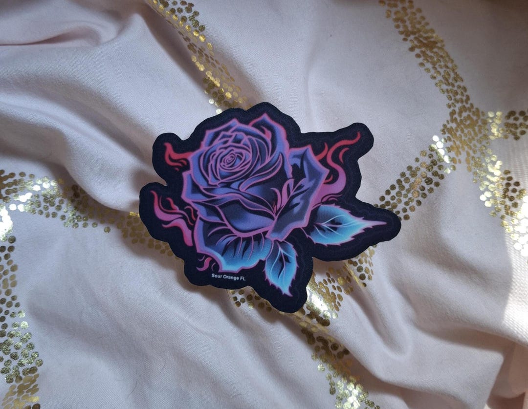 Neon Flame Rose Sticker - Etsy