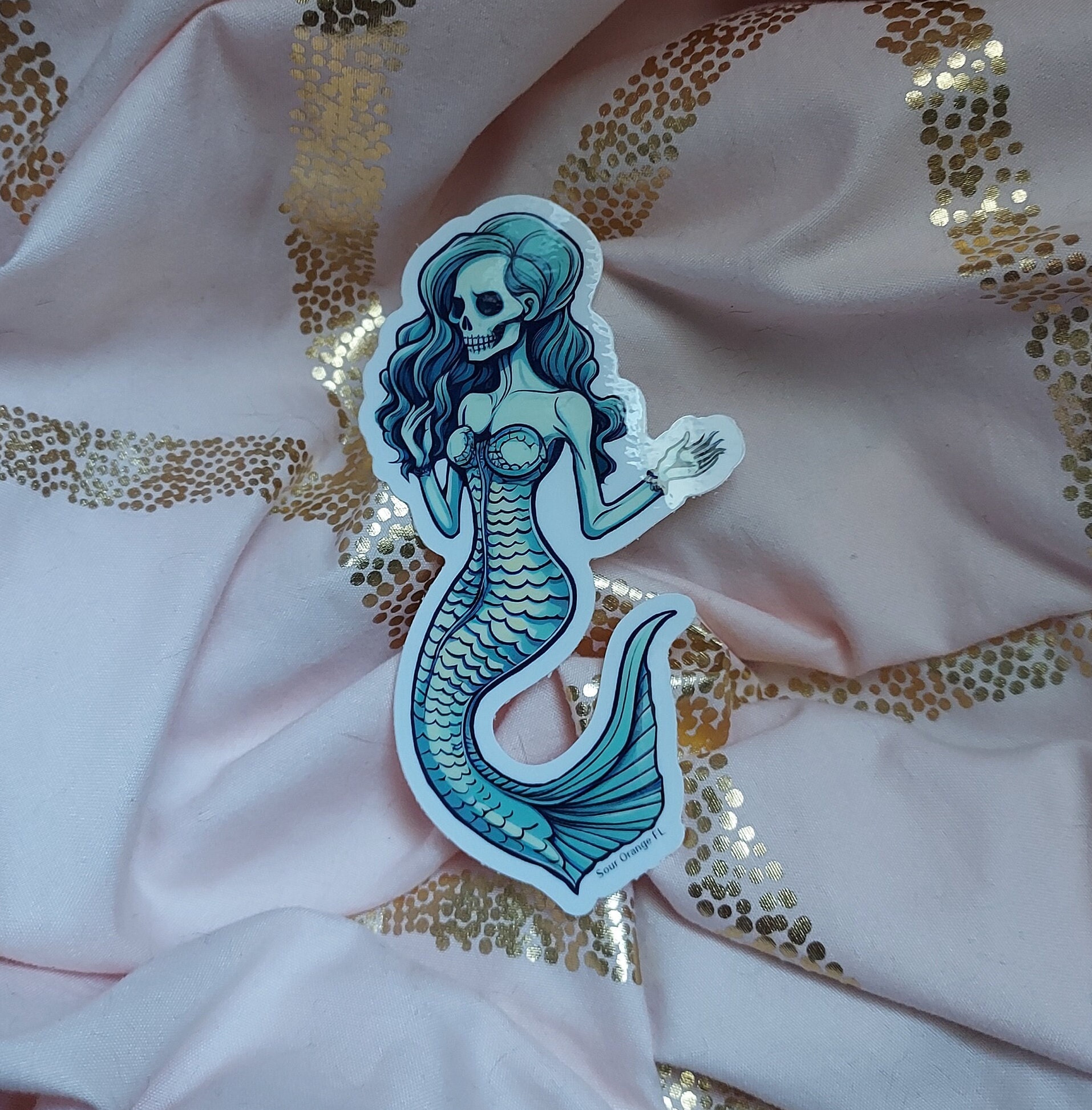 Siren Mermaid Skeleton Sticker - Etsy