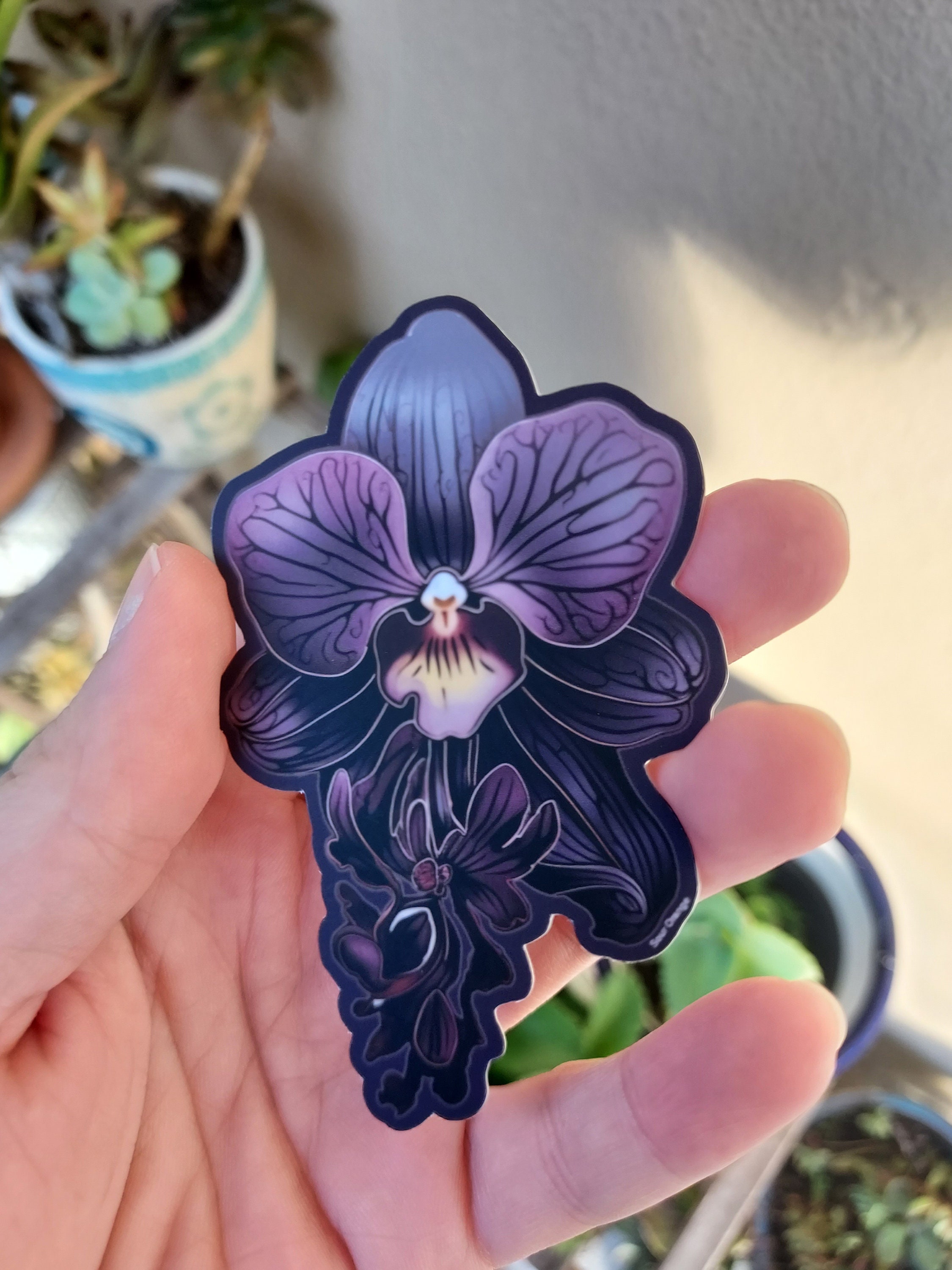 Black and Purple Orchid Sticker - Etsy