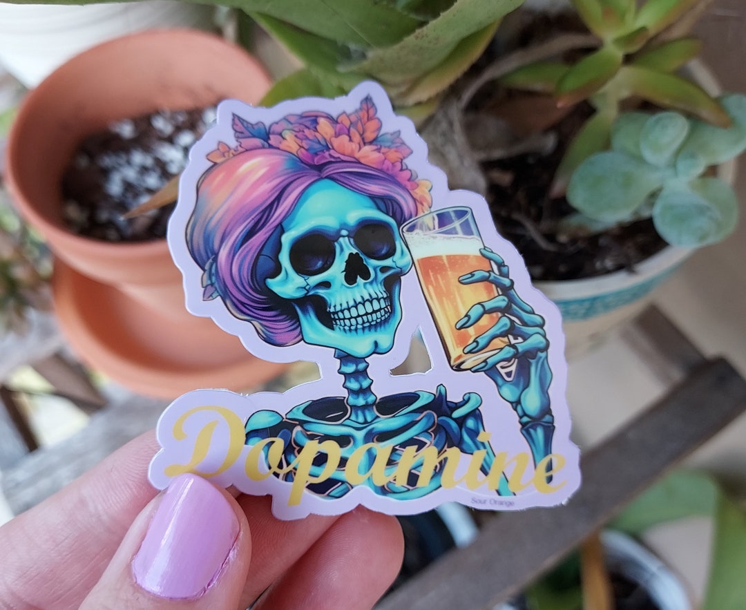 Drinking Dopamine Pastel Skeleton Sticker - Etsy