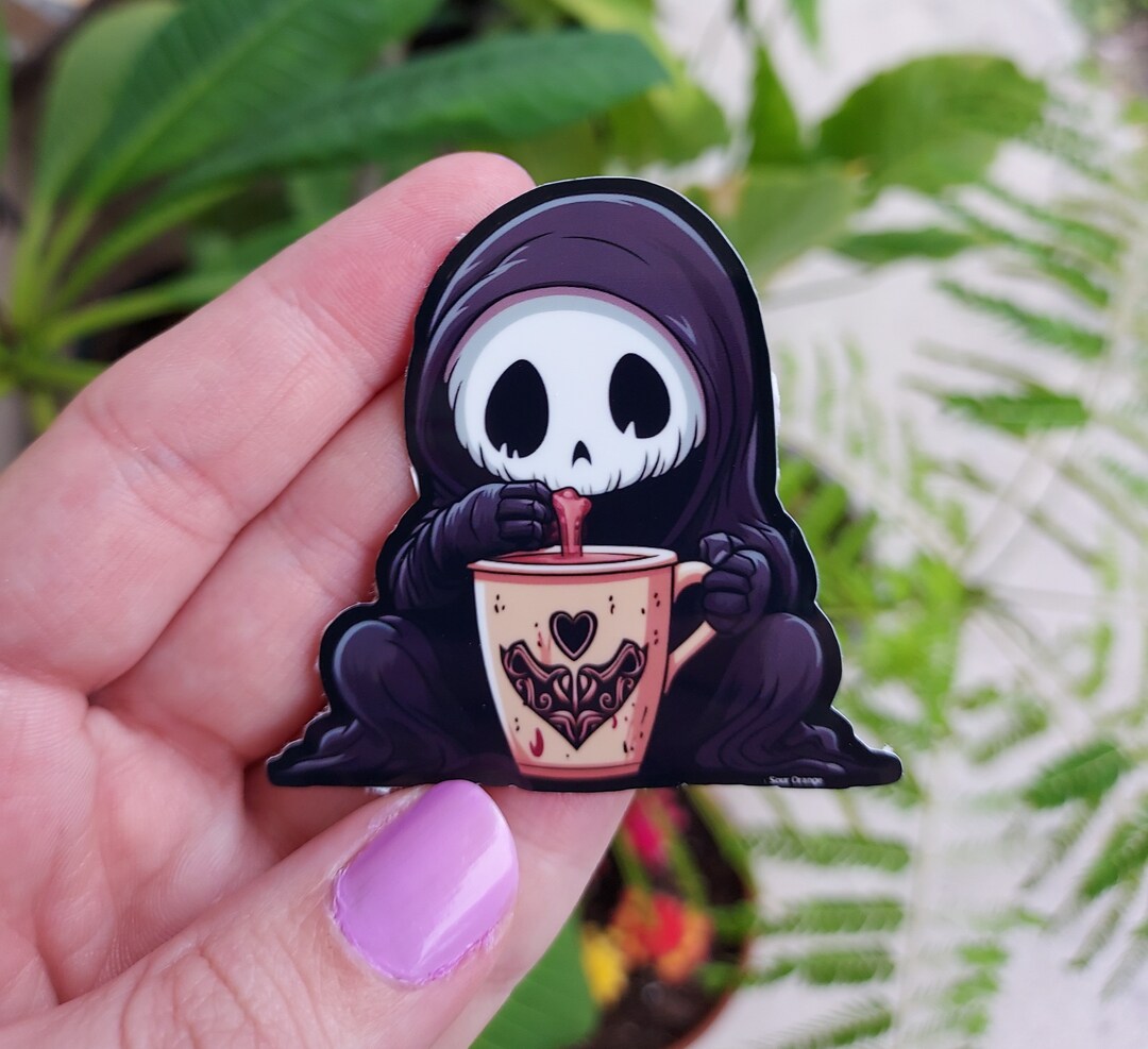 Cute Coffee Reaper Sticker - Etsy