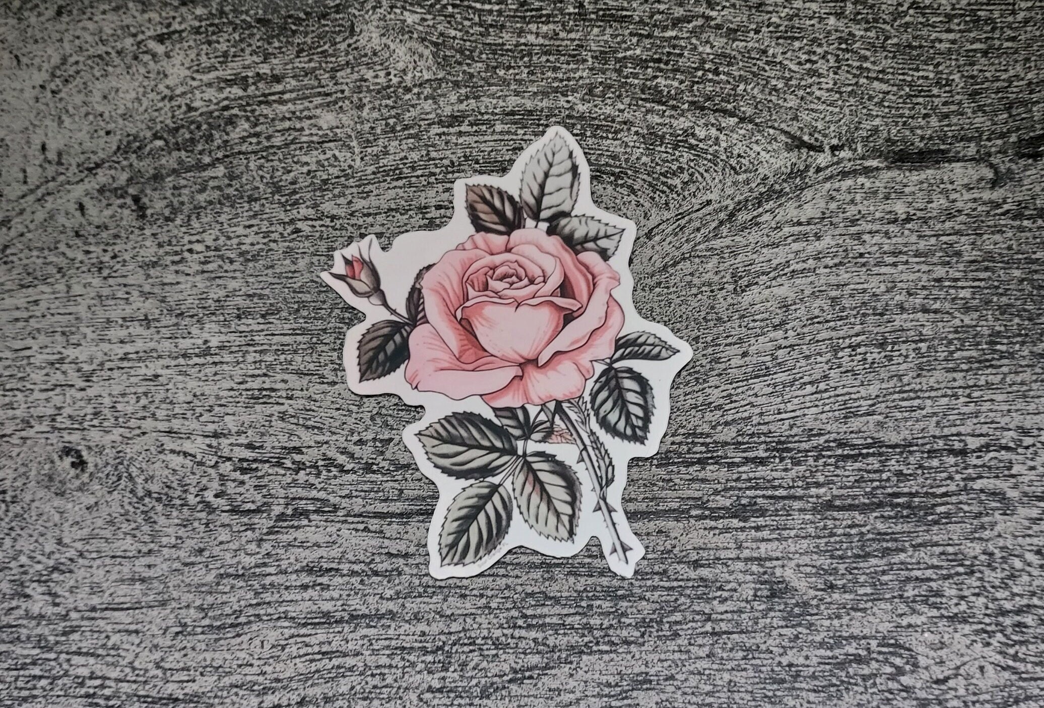Western Vintage Pink Rose Sticker - Etsy