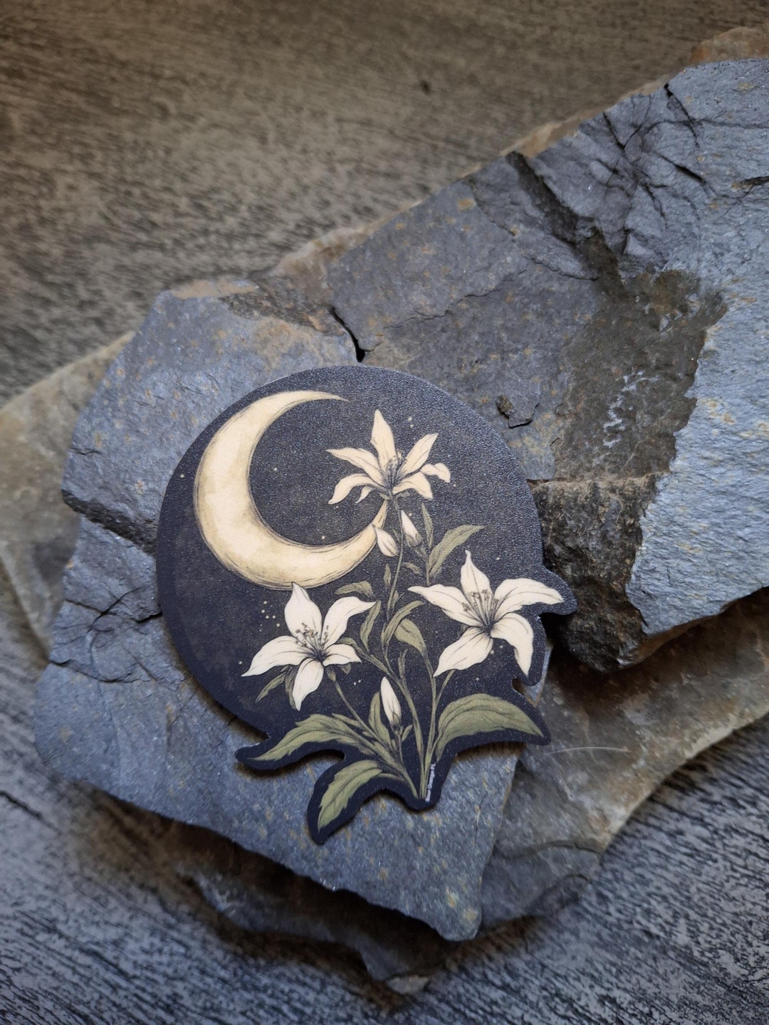 Moon Flower Night Sky Lilly Sticker - Etsy