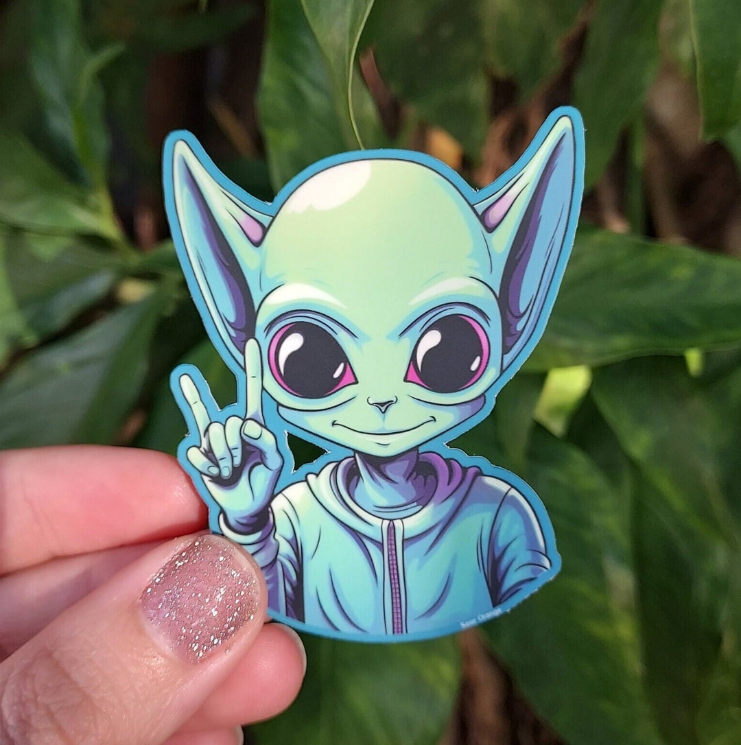 Peace Sign Alien Sticker - Etsy