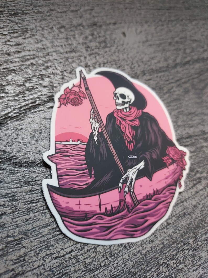 Pink Pirate Reaper on a Boat Sticker - Etsy