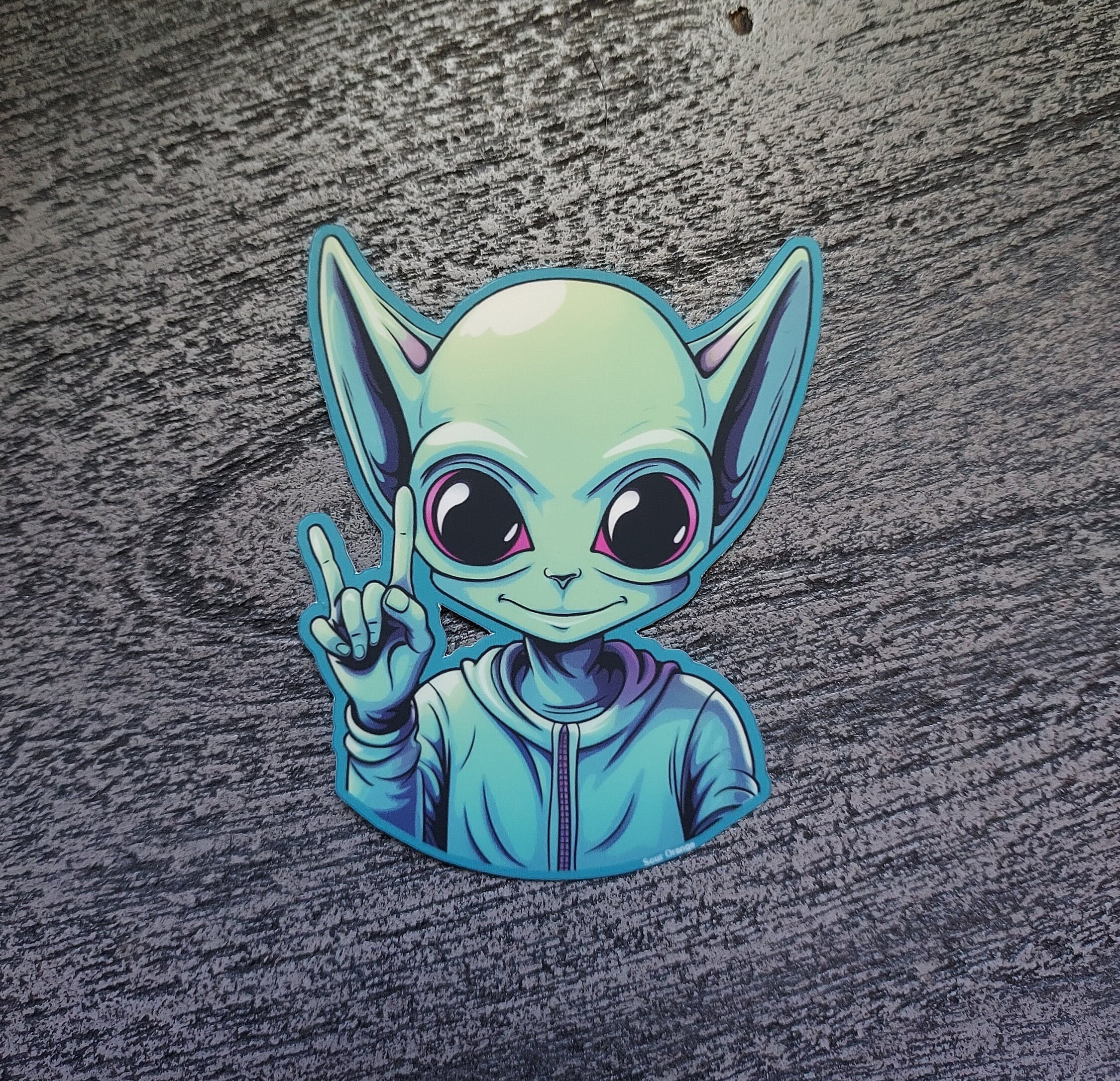 Peace Sign Alien Sticker - Etsy