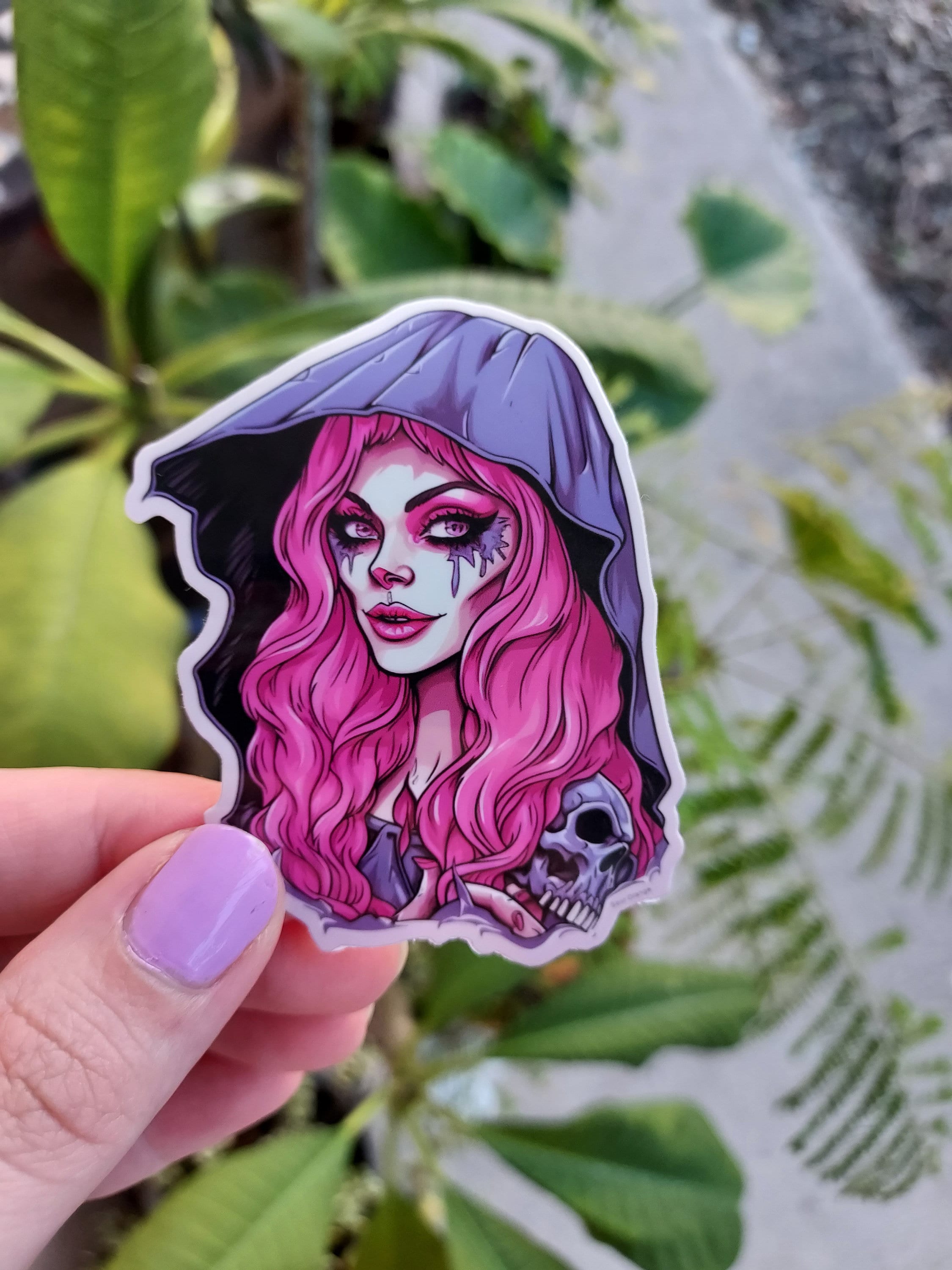 Pink Hair Goth Girl Reaper Sticker - Etsy