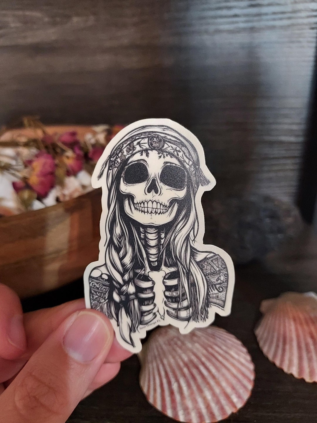 Hippie Skeleton Girl Sticker - Etsy