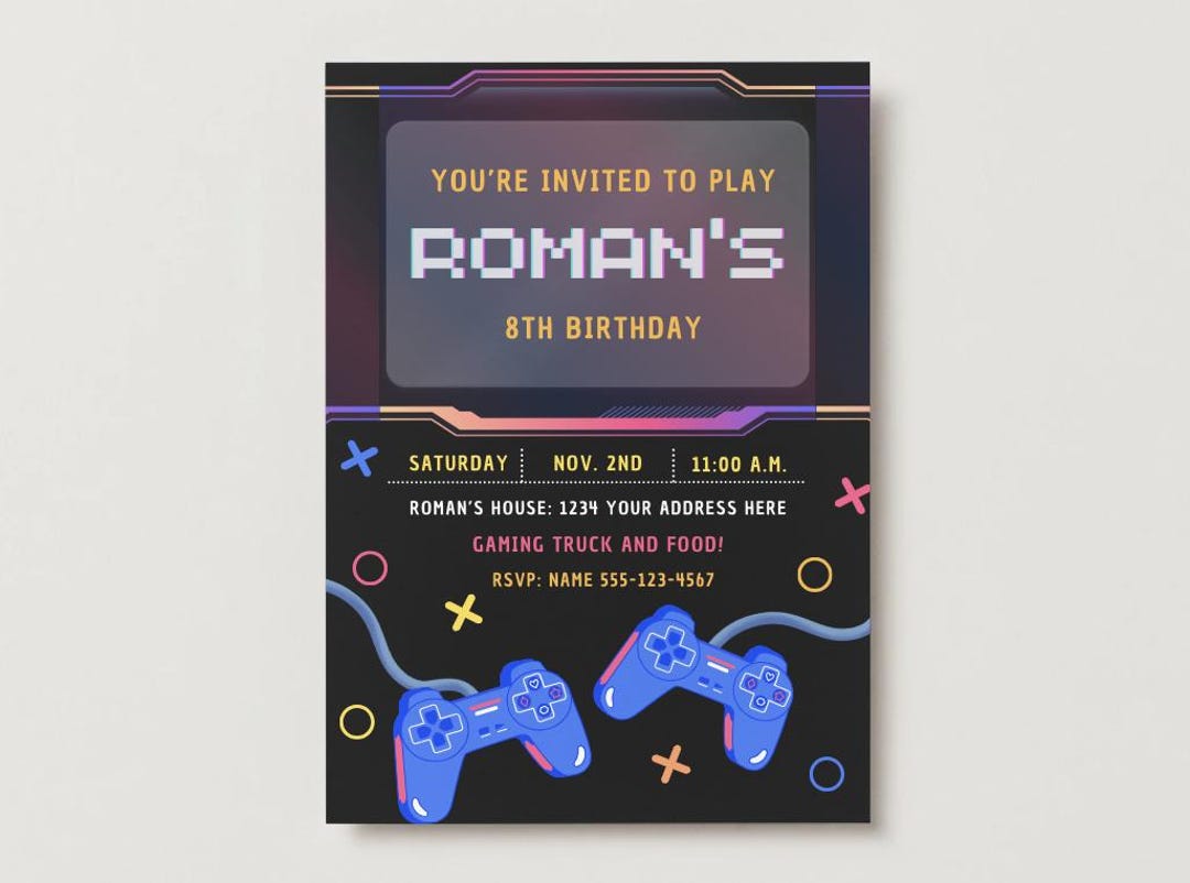 Customizable Video Game Party Invitation, Digital Download, Printable ...