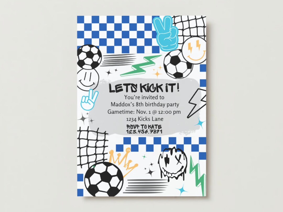 Customizable Soccer Themed Birthday Invitation Digital Download Soccer ...