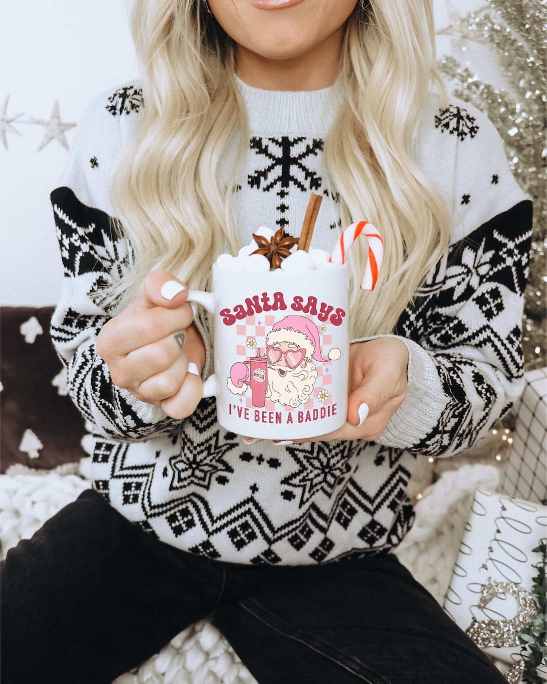 Santa Baddie Christmas Mug Cute Coffee Tea Lover Gift Funny Boojee ...