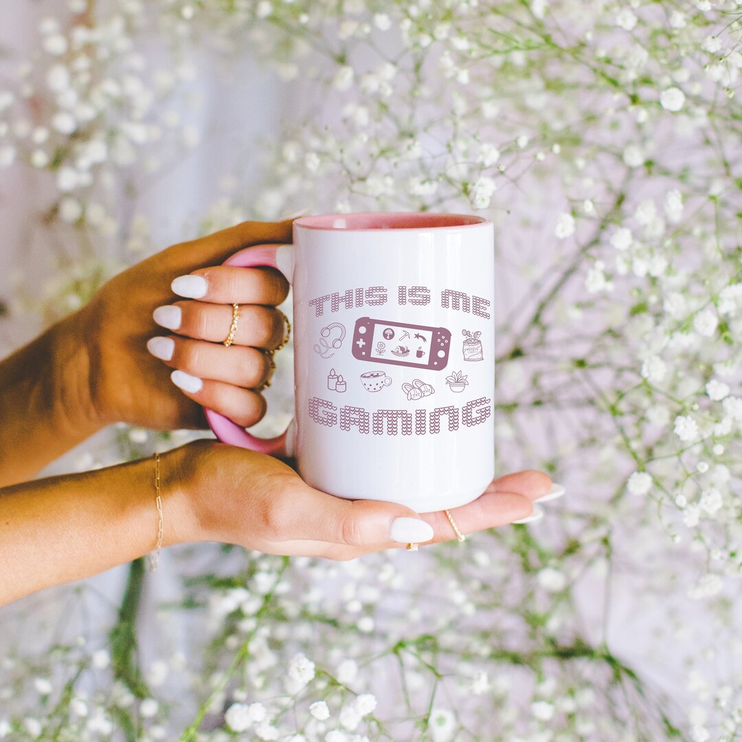 Cozy Gamer Mug: Pink Kawaii Video Game Coffee Cup - Etsy