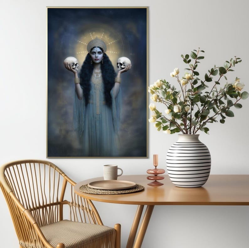 Kali Art Nouveau Print: Surreal Hindu Goddess Skulls Home Altar Wall ...