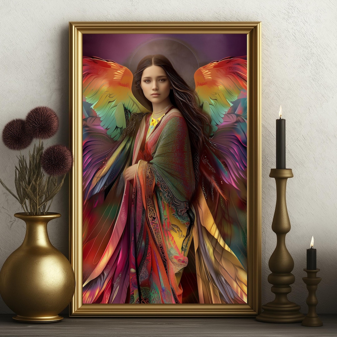 Rainbow Goddess Iris Print: Bohemian Boho Fantasy Altar Wall Art ...