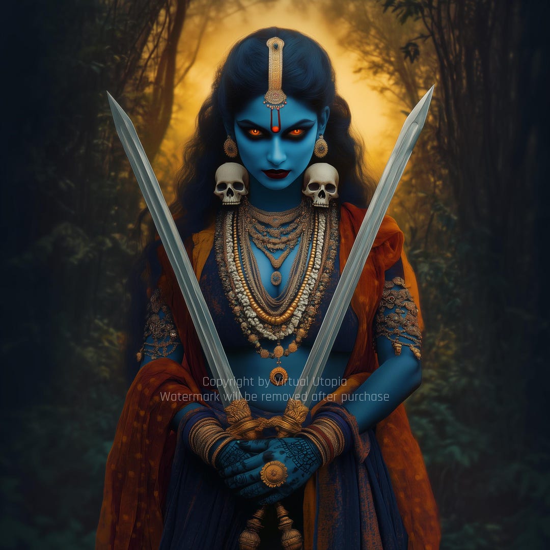 Maa Kali Hindu Goddess of Death and Rebirth 3 Files Portrait Painting ...