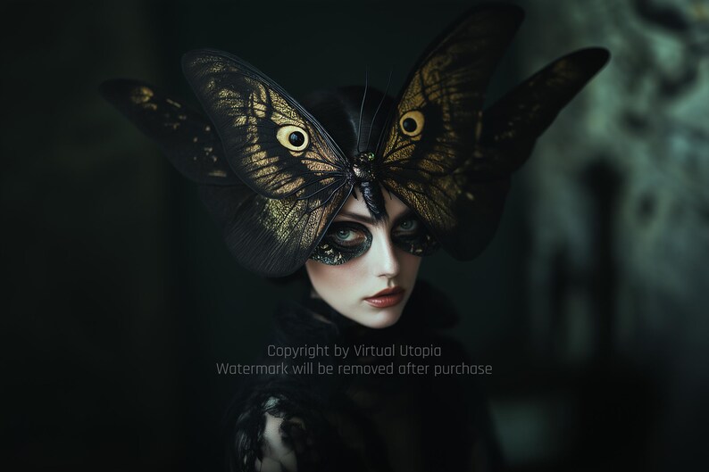 The Masquerade Party Moth Woman Photo Realistic Portrait Painting ...