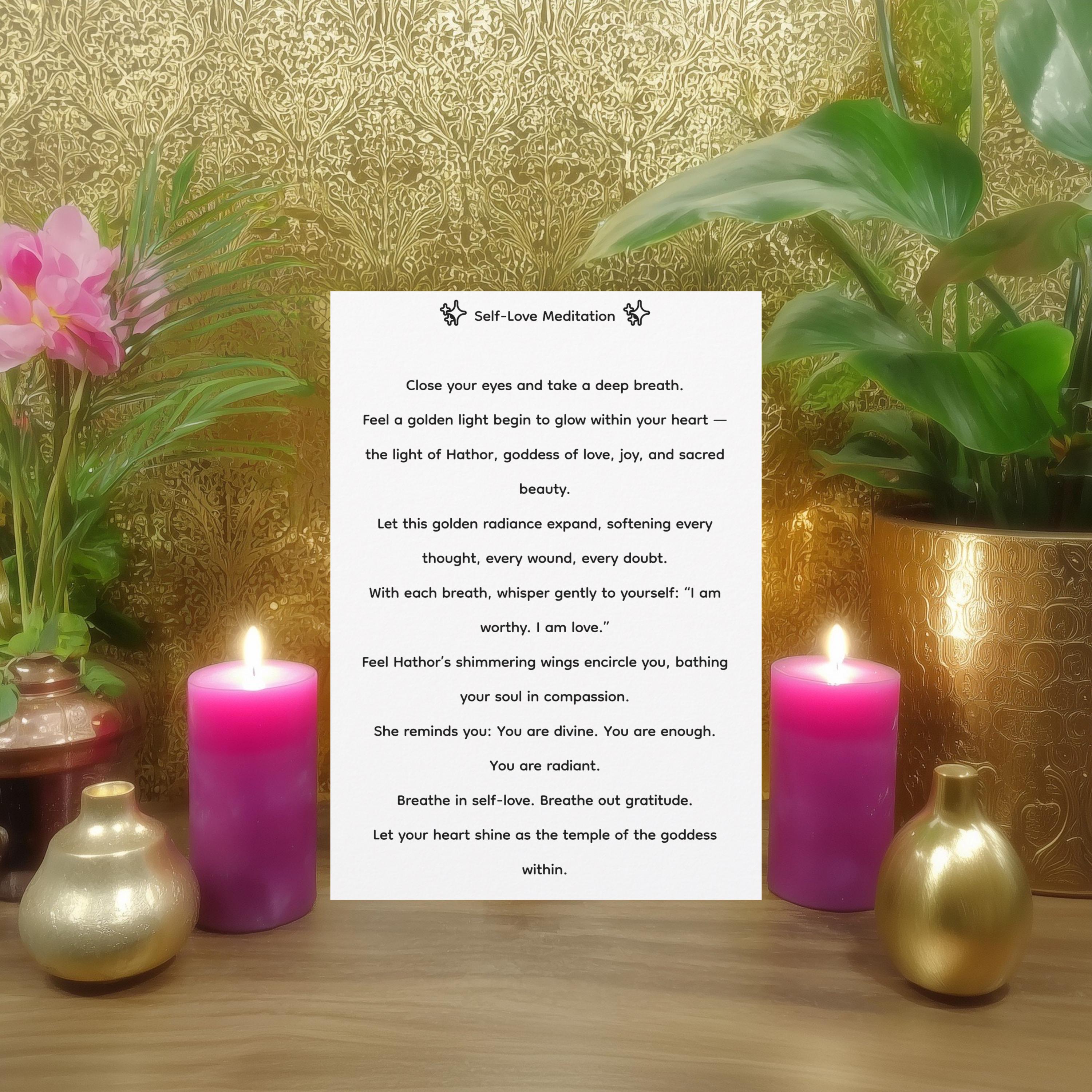 Hathor Self Love Meditation Altar Card: Egyptian Horned Goddess Mosaic ...