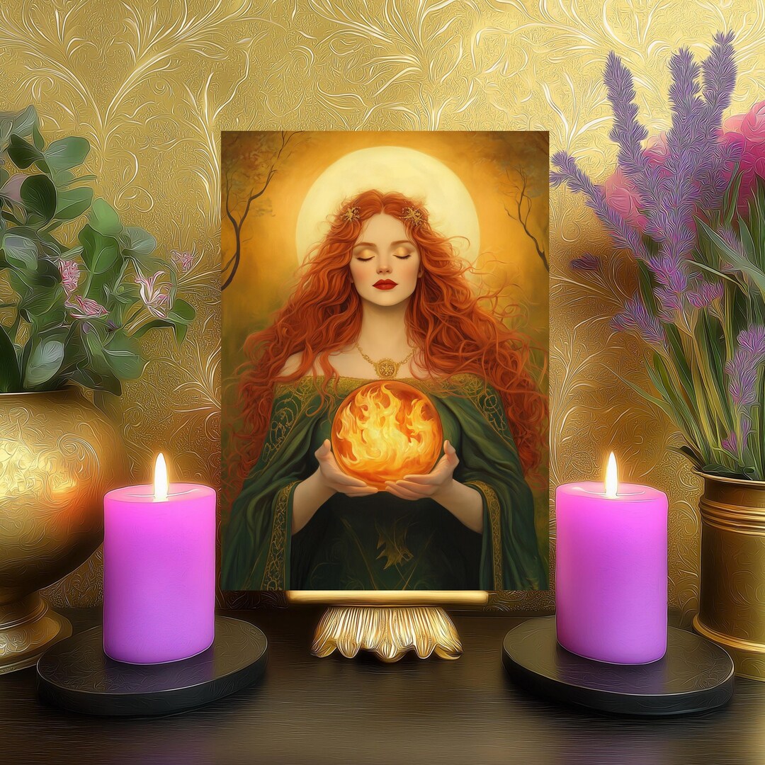 Brigid Vitality & Well Being Prayer Card: Celtic Fire Goddess Healing ...