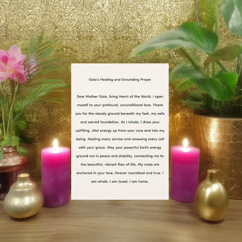 Gaia's Healing and Grounding Prayer Card: Mosaic Mother Earth Goddess ...