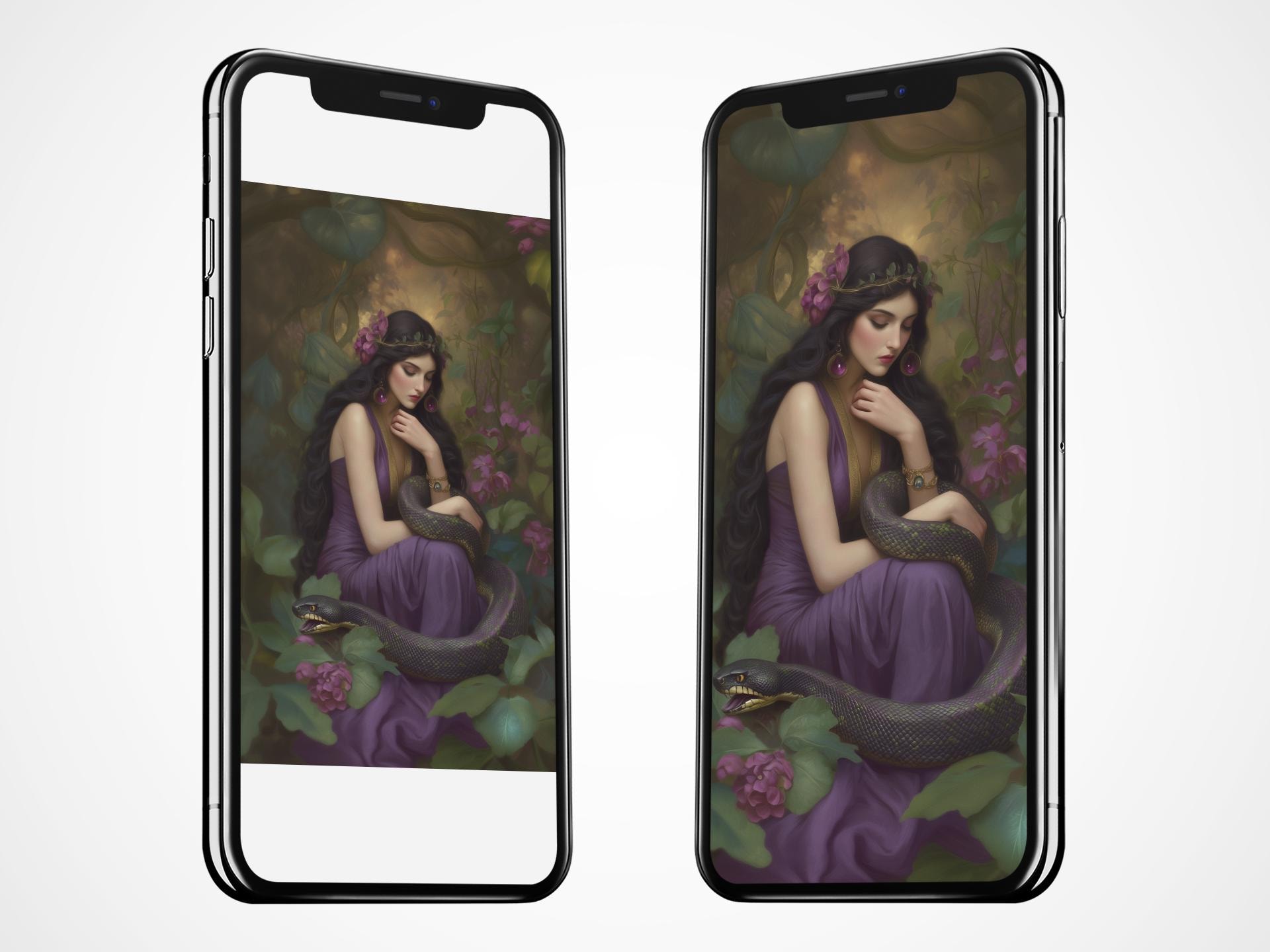 Lilith Serpent Queen Art Print: Printable Purple Green Floral Goddess ...