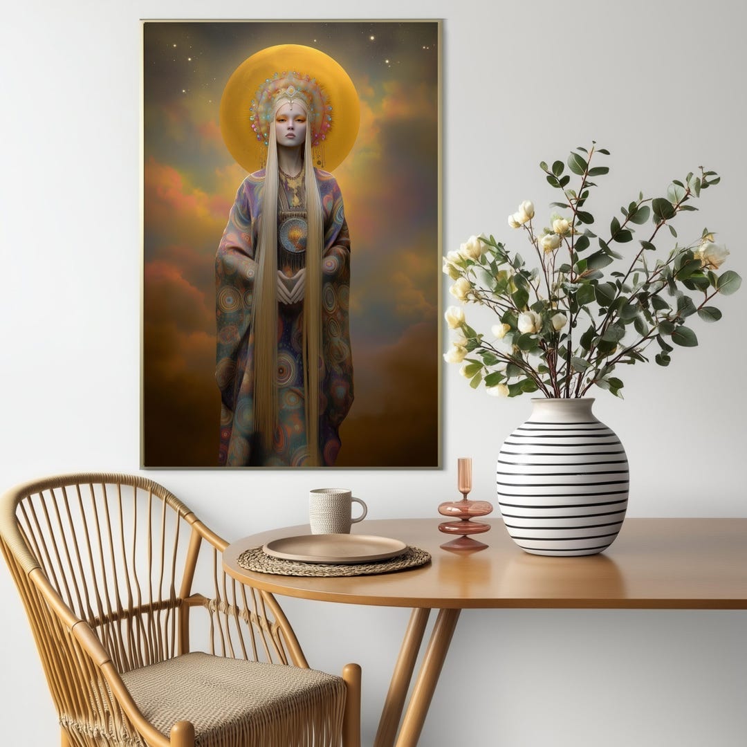 Norse Goddess Sol Portrait: Gold Rainbow Fantasy Art (digital Download ...