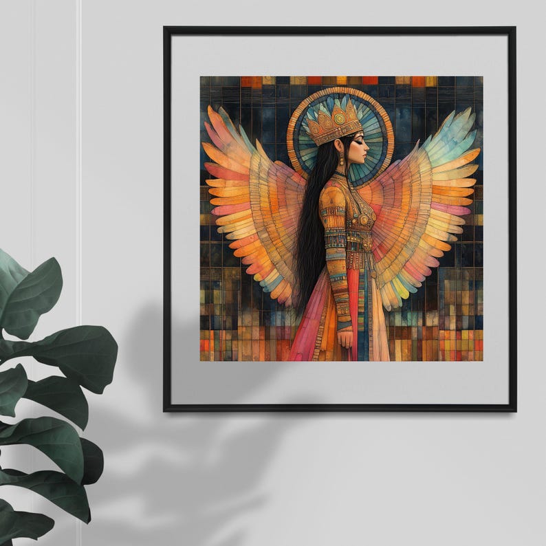 Anunnaki Star Goddess Inanna Abstract Dark Rainbow on Black Background ...