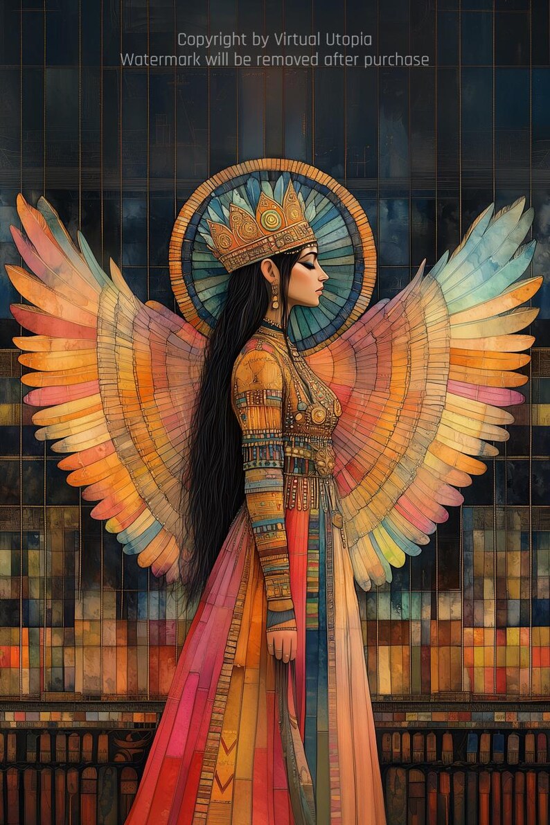 Anunnaki Star Goddess Inanna Abstract Dark Rainbow on Black Background ...