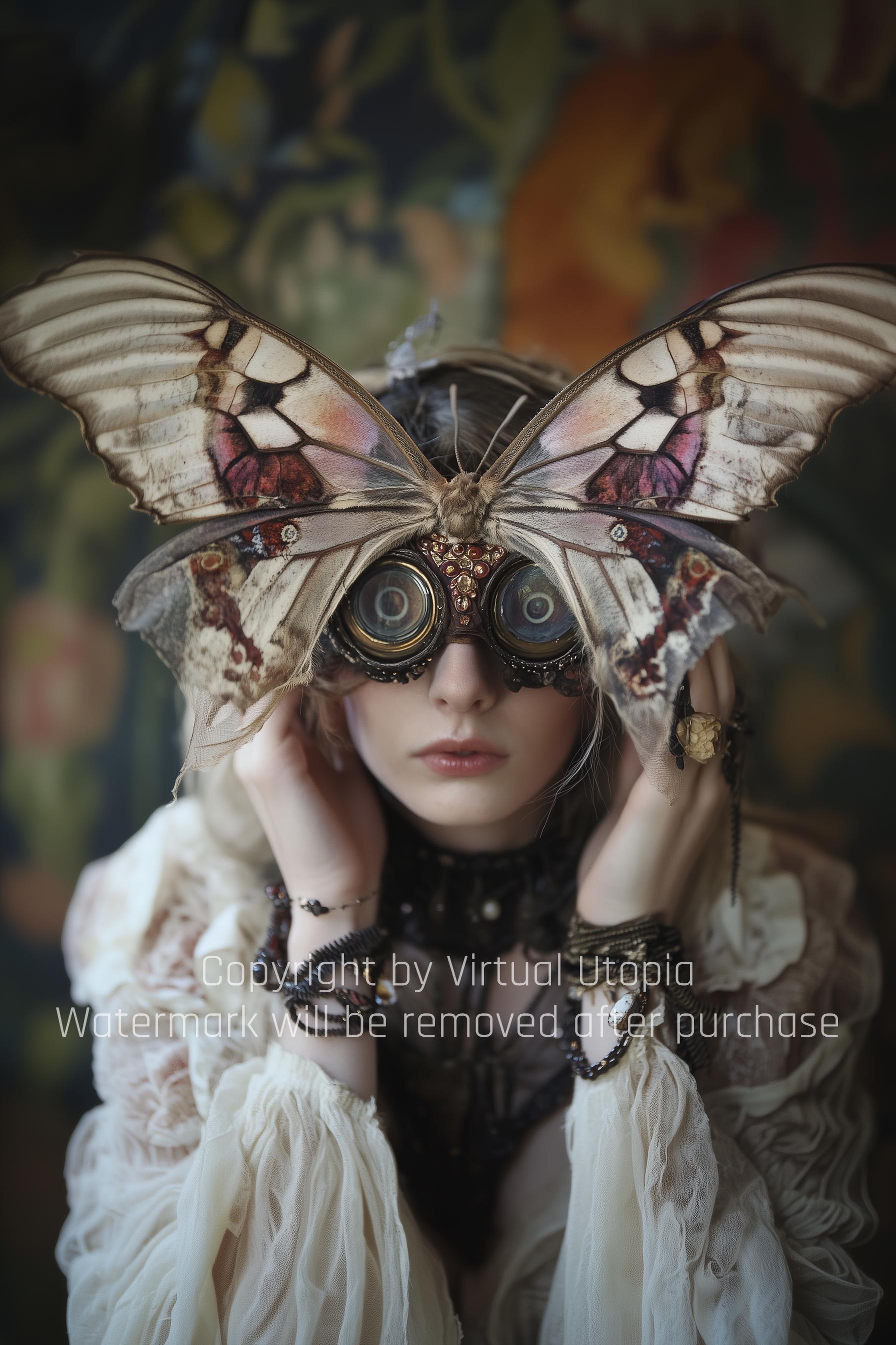 The Masquerade Party Moth Woman Photo Realistic Portrait Painting ...
