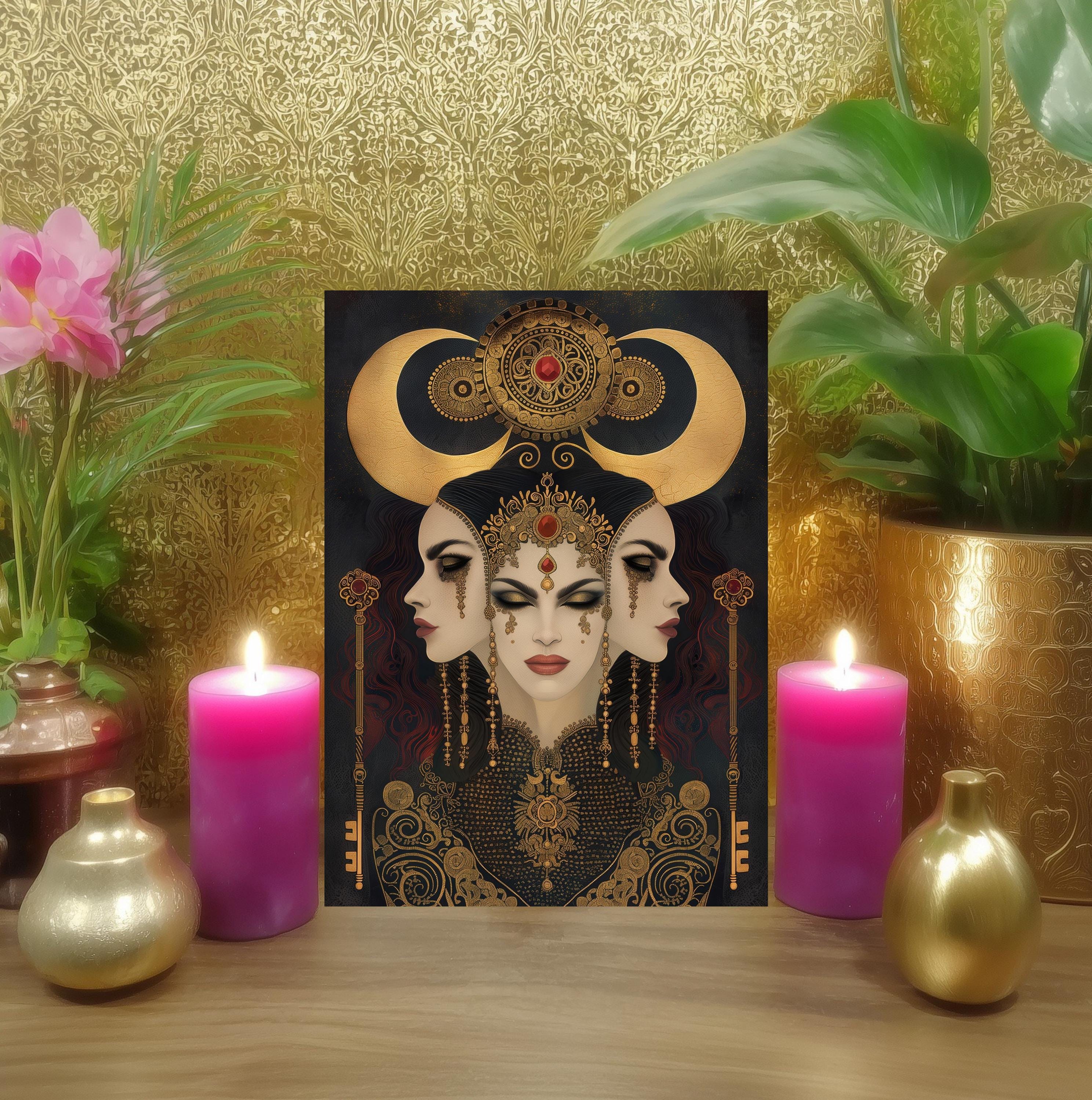 Hecate's Crossroads Prayer Altar Card: Gothic Baroque Key Greek Triple ...