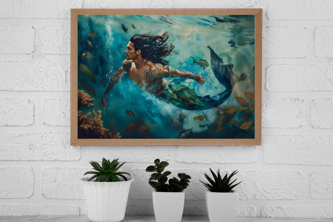 Fairy Tale Merman Portrait Painting INSTANT DIGITAL DOWNLOAD Underwater ...