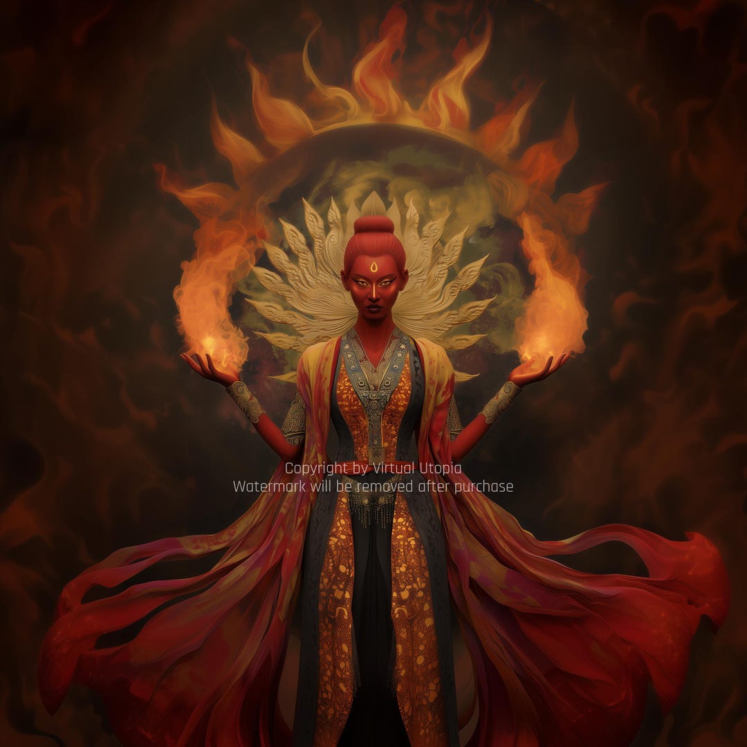 Fearless Goddess Vajrayogini 4 Files Fire Portrait Painting INSTANT ...