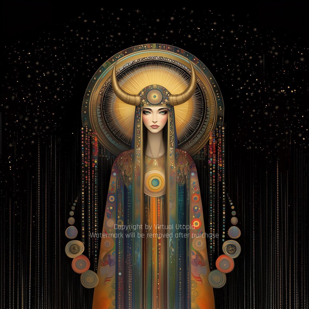 Goddess Lilith Rainbow Gold on Black Background Instant DIGITAL ...