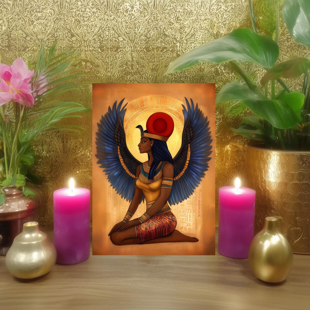 Isis Spiritual Protection Meditation Altar Card: Egyptian Goddess ...