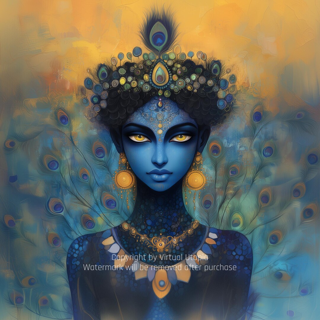 Hindu God Lord Krishna 3 Files Modern Abstract Surreal Gopala Portrait ...