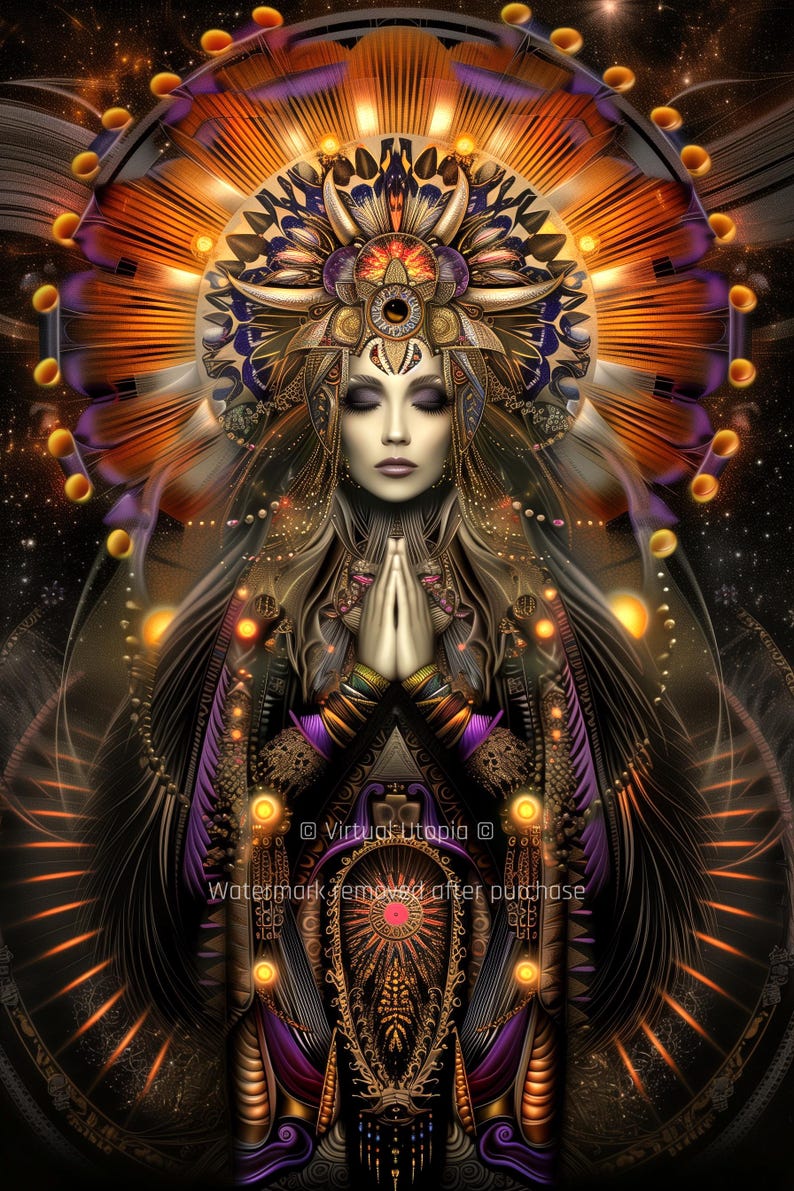 Barbelo Abstract Surreal Print: Divine Feminine Goddess Altar Wall Art ...
