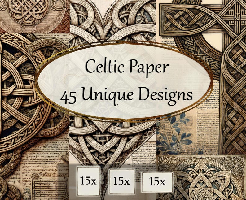 Celtic Knots Ephemera Journal Paper, 45 Images in 3 Sizes, Notebook ...