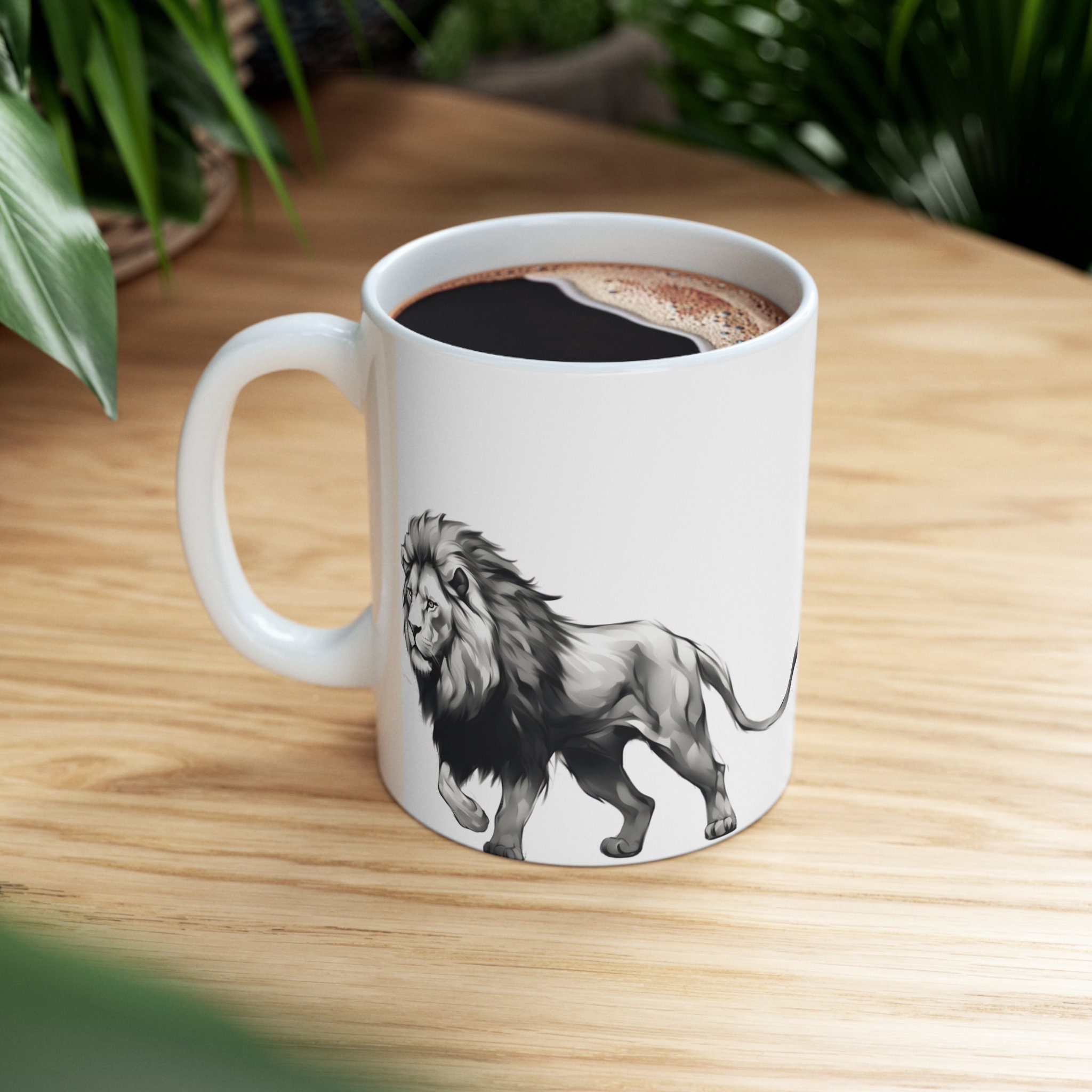 Lion Design Mug, Drawn Lion Mug, Lion King Mug, Lion Lover, Lion ...