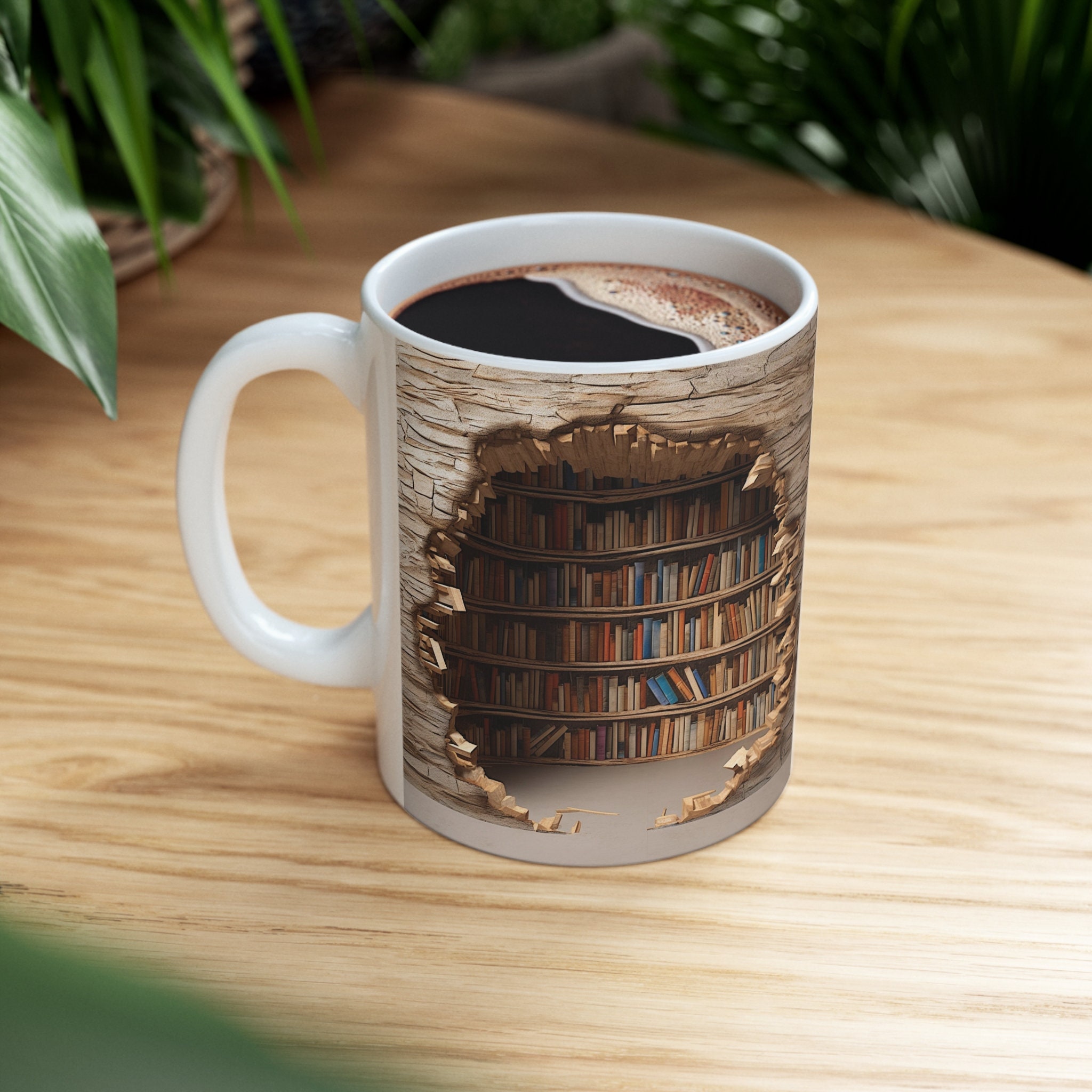 3D Effect Realistic Bookshelf Mug, Book Lover Gift, Book Lover Mug, 3D ...