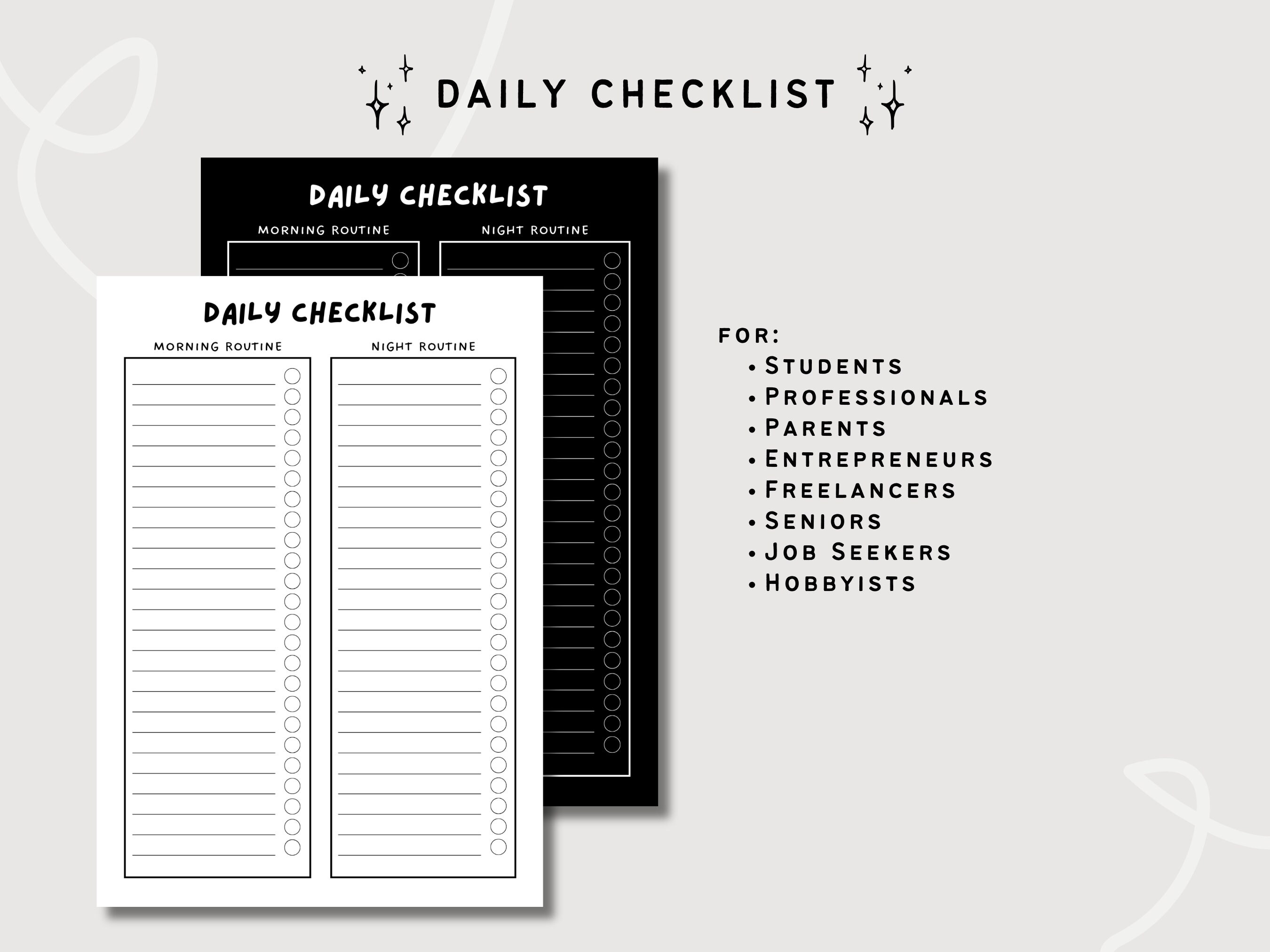 Daily Checklist Template Daily Checklist Planner Daily Planner ...