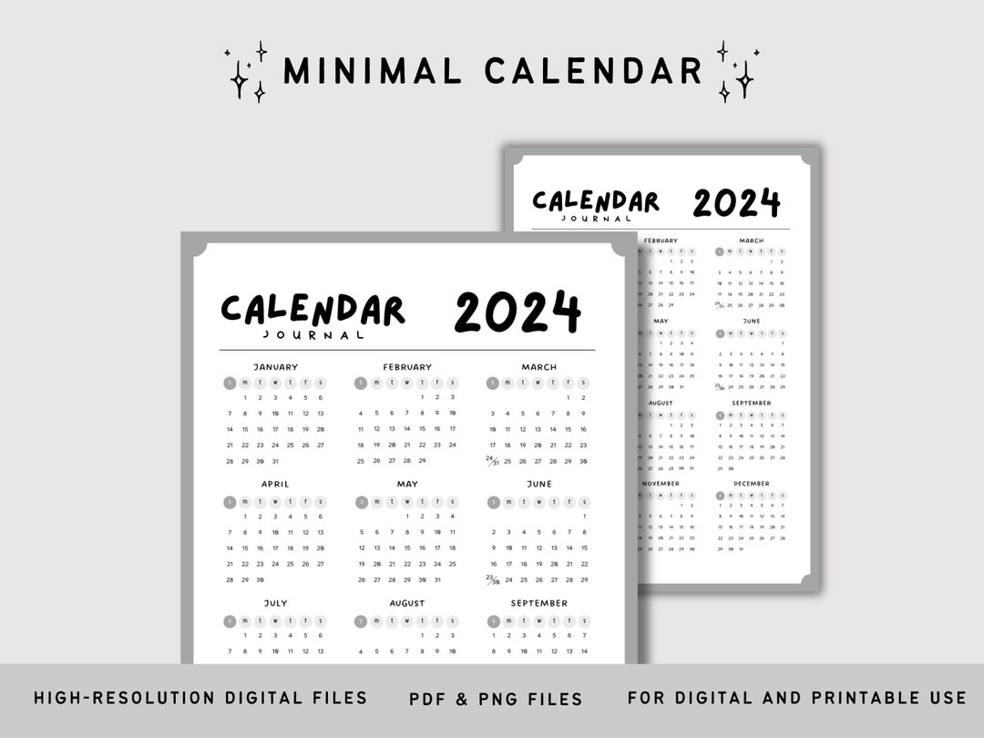 2024 Yearly Planner Printable Yearly Calendar Minimal Calendar 2024 ...