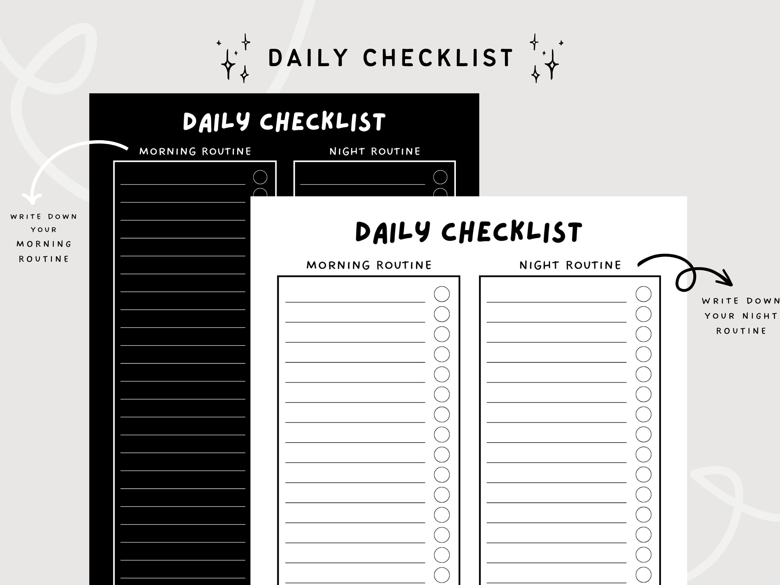 Daily Checklist Template Daily Checklist Planner Daily Planner ...