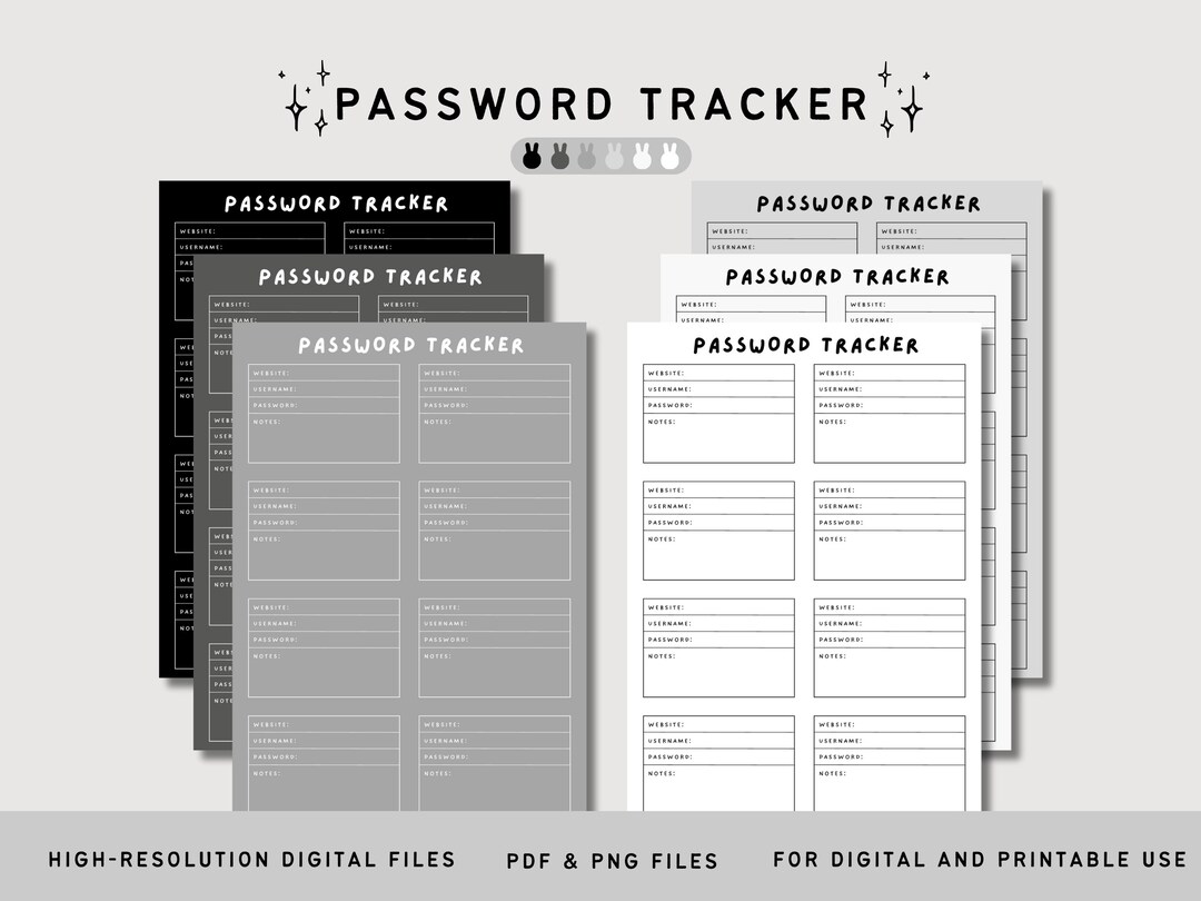 Printable Password Tracker Password Keeper Password Log - Etsy