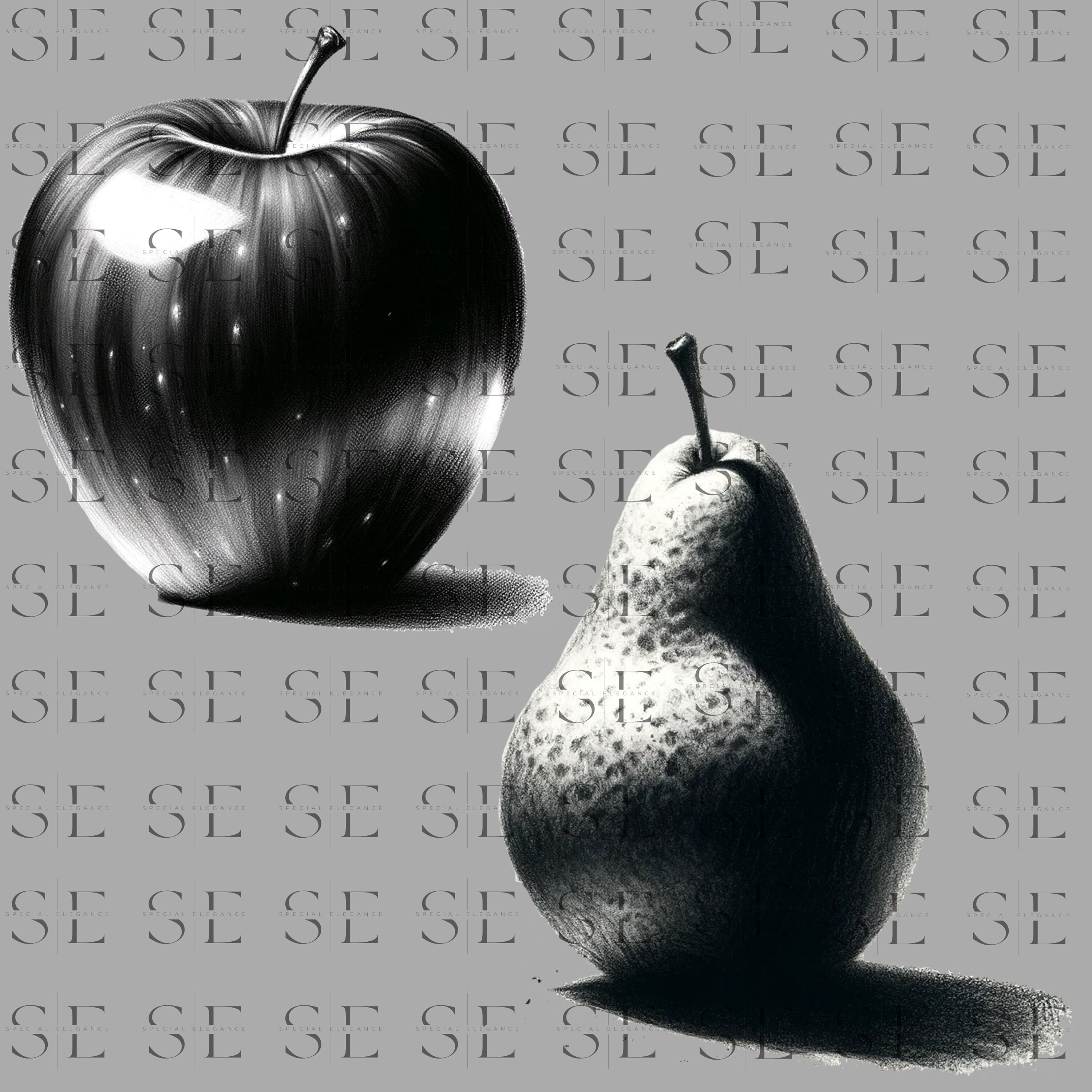 Charcoal Fruit Bundle PNG, Realistic Sketch Art, Instant Download ...