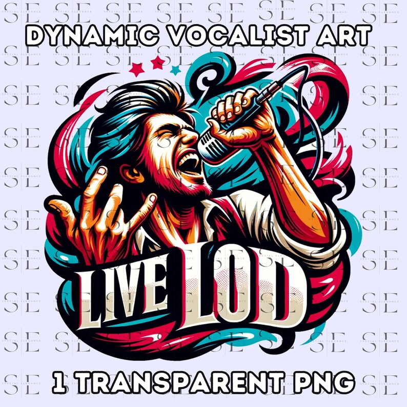 Dynamic Vocalist Art PNG, Instant Download, Colorful Singer ...