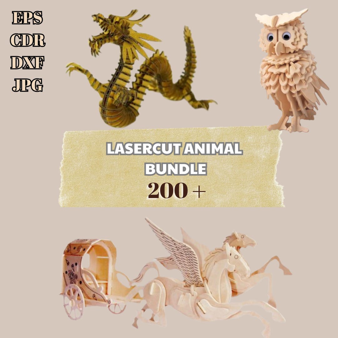 Animals 200+ Laser Cut Bundle | CNC Design Files, Cdr, Dxf, Jpg, Eps ...