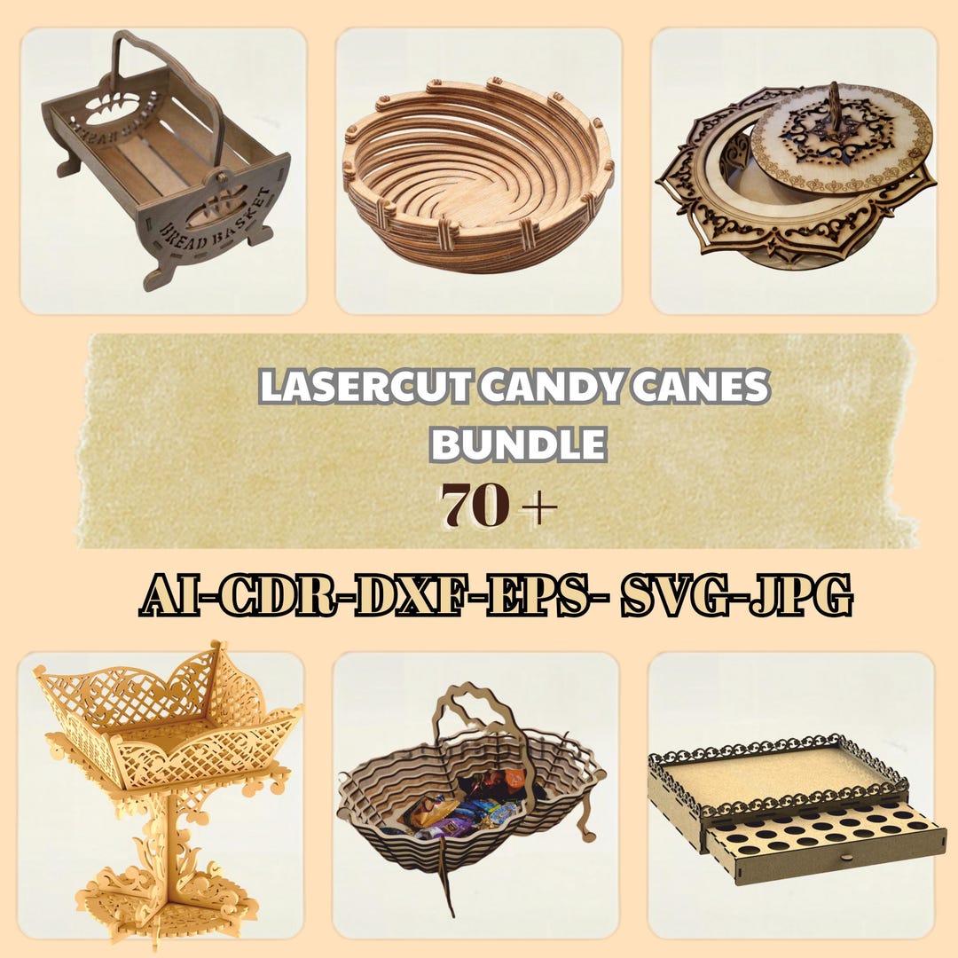 Candy Canes 70+ Laser Cut Bundle | CNC Design Files, Svg, Cdr, Dxf, Jpg ...