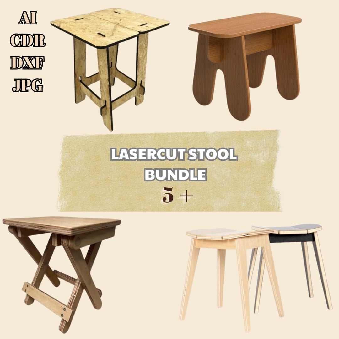 Stools 5+ Laser Cut Bundle | CNC Design Files, Cdr, Dxf, Jpg, AI ...