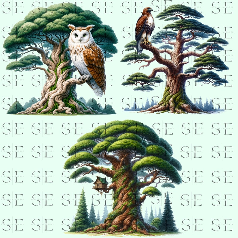 Enchanted Forest Trees, Clipart, PNG Instant Download, Printable ...