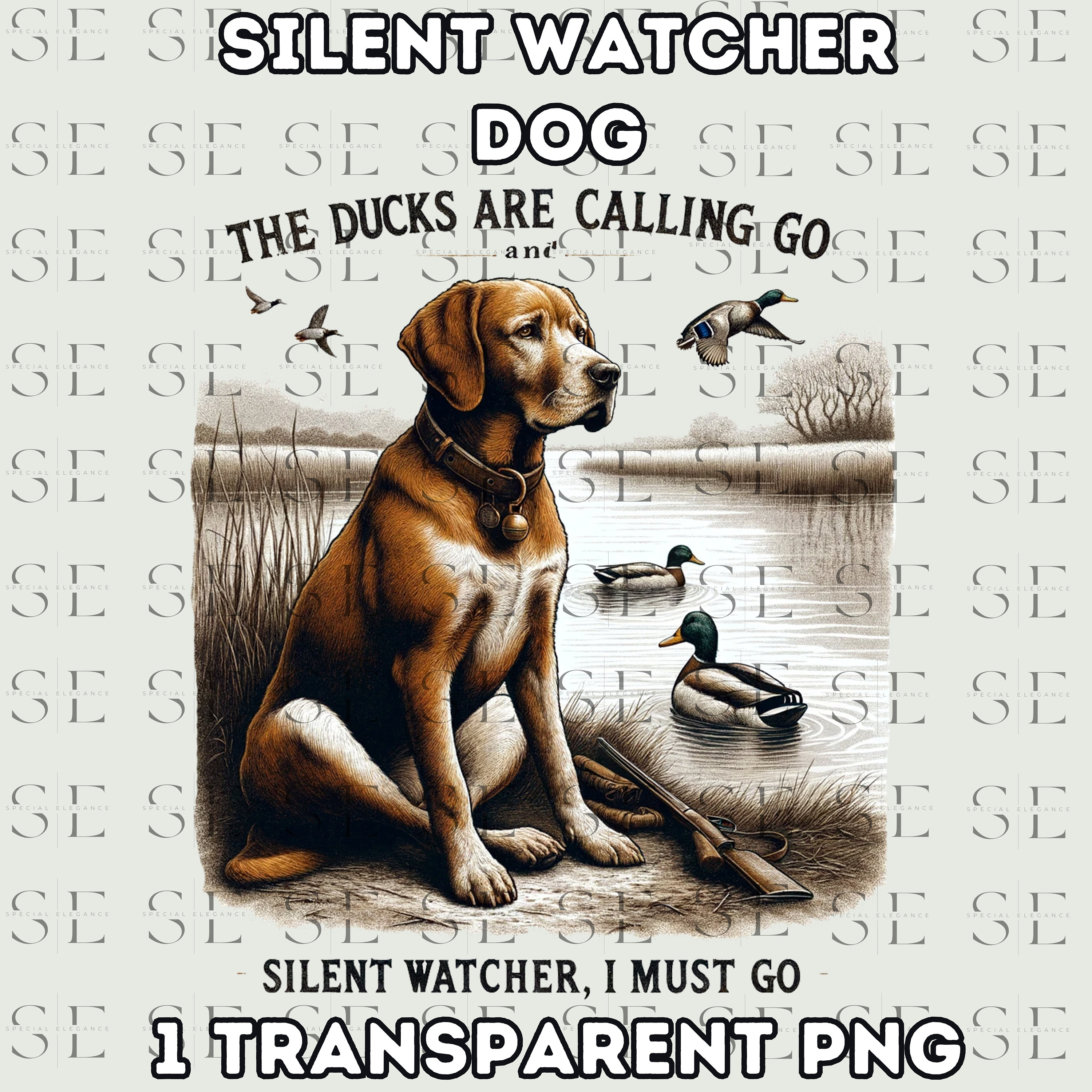 Silent Watcher Dog PNG, Ducks Calling Hunting Art, Instant Download ...