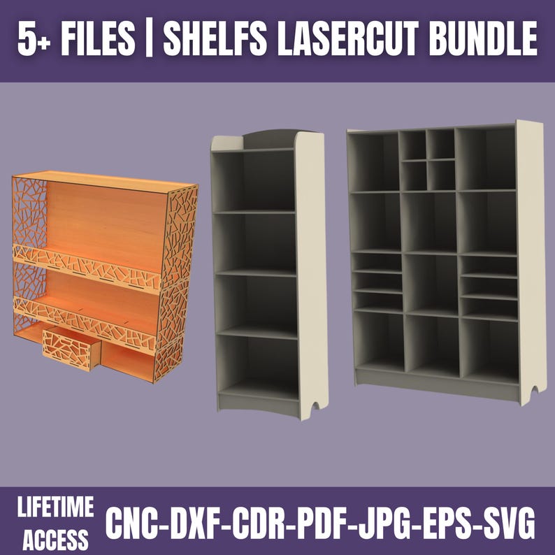 Shelfs 5+ Laser Cut Bundle | CNC Design Files, Engraving Designs - Etsy
